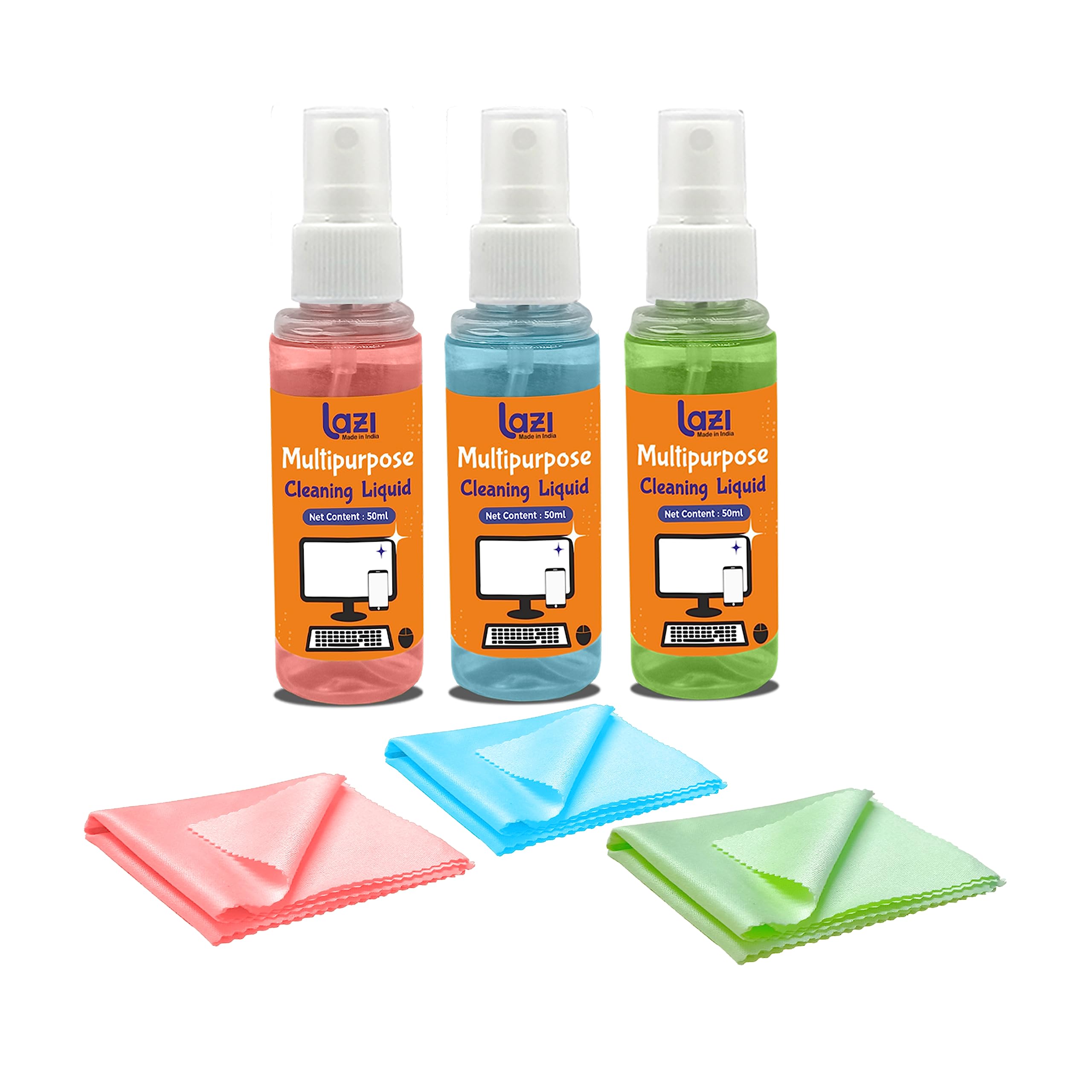 Buy LAZI 2 in 1 Laptop Cleaning Kit 50ml Blue Pack of 3 Liquid Spray ...