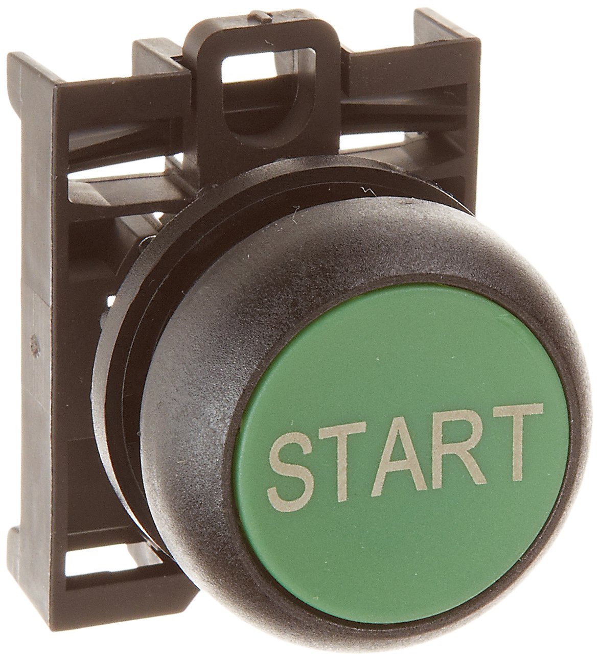 Eaton M22S-D-G-GB1 Pushbutton, 22mm Diameter, Flush Mounted, Green Actuator, Black Bezel, Off-On ...