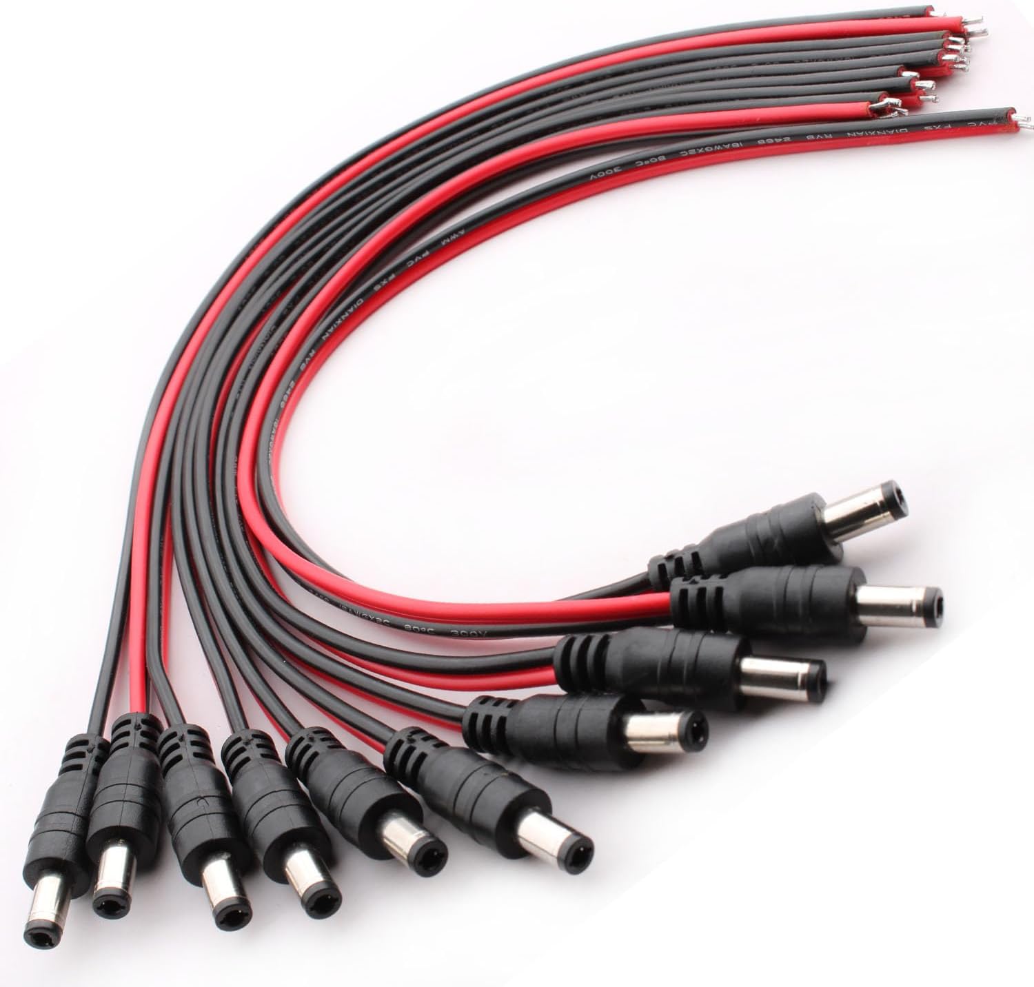 RUNCCI-YUN 10pcs 5.5mm x 2.5mm DC Pigtail Cable, 18AWG Male Power Adapter, 2.5mm x 5.5mm Barrel ...