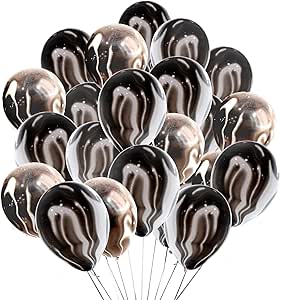 Amazon.com: E BABYLAND 100pcs black marble latex balloons 12 inch ...