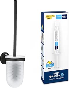 GROHE Start QuickFix Toilet Brush Set & QuickGlue A1 (Metal and Glass, Wall Mounted Concealed ...