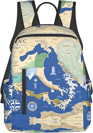 YQxwJL Greece Map Printing Laptop Backpack Sports Backpack Travel Bag ...
