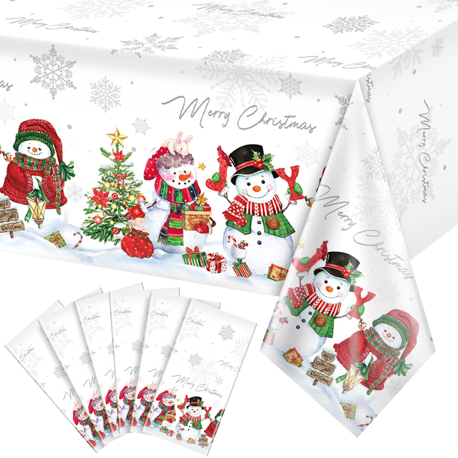 Amazon.com: FunnyPars 6Pcs Christmas Snowman Tablecloth,Plastic ...