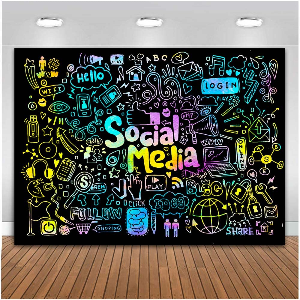 Amazon.com : TOAOFY 7x5ft Play Social Media Birthday Banner Party ...