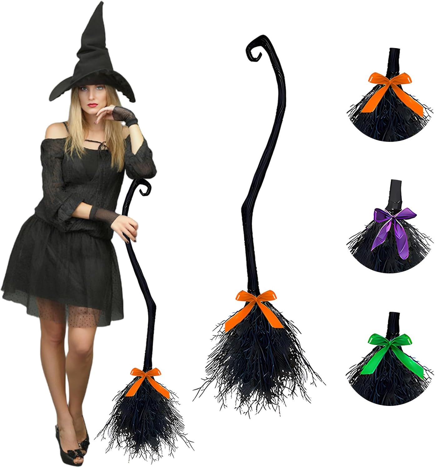 Amazon.com: Zonlianxin Witch Broom with Ribbon Decor for Women Adult ...