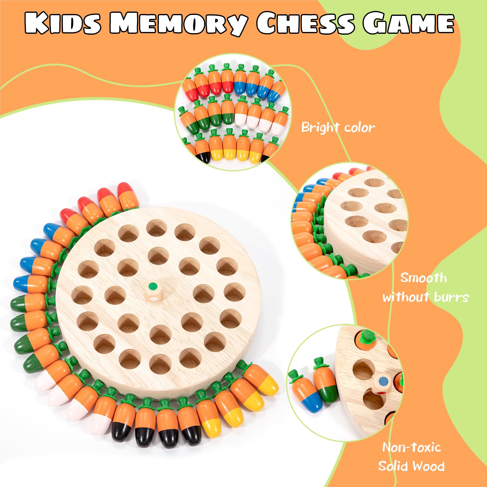 Carrot Memory Game, Wooden Matching Game for Kids Logical Thinking ...