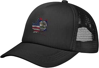 Amazon.com: Belize Flag America Flag Mesh Hat Unisex Baseball Cap ...