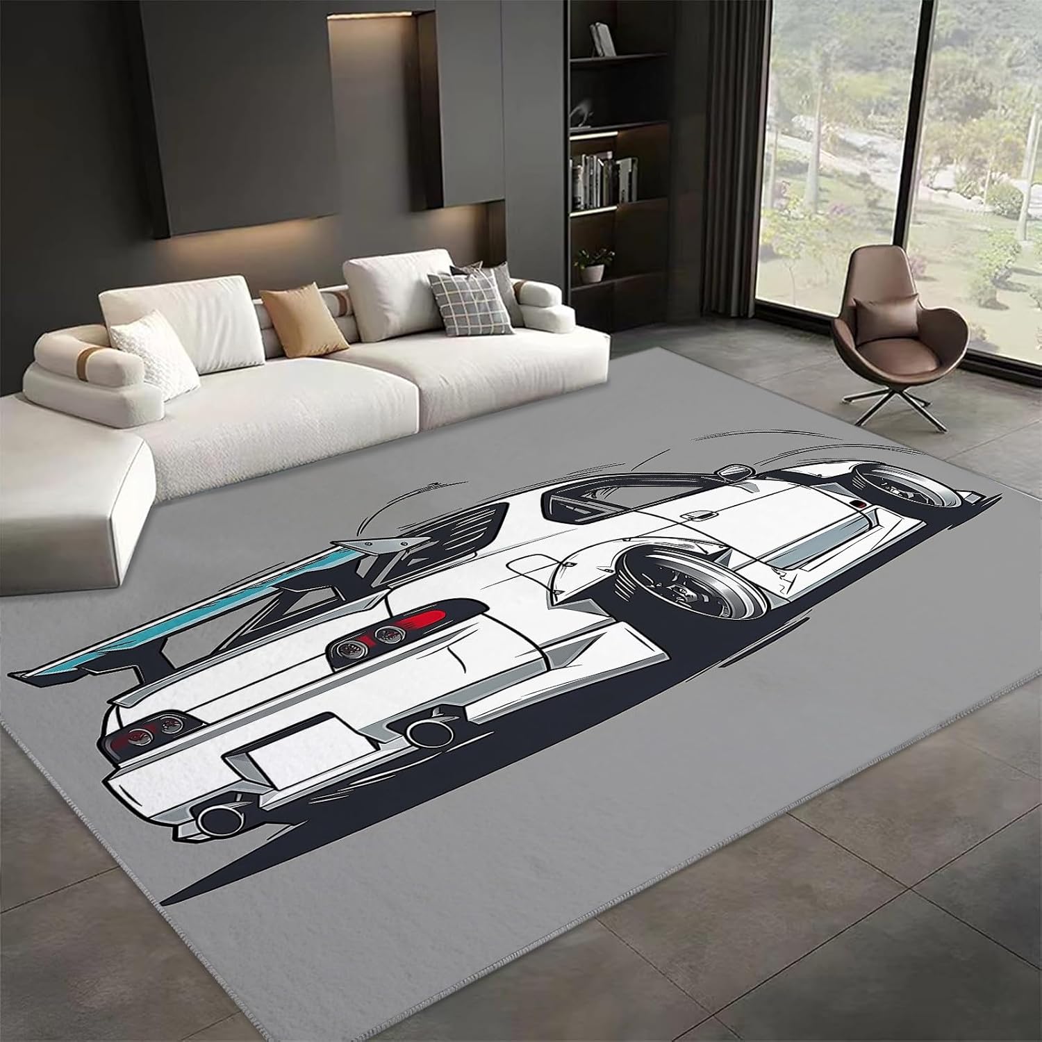 Amazon.com: 3 x 4 ft Washable Gray Rugs for Living Room Bedroom ...