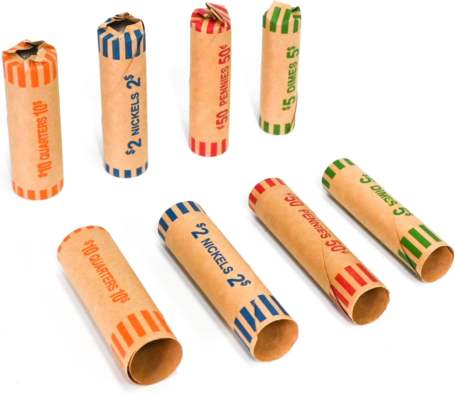 Amazon.com : 100pcs Assorted Heavy Duty Preformed Coin Wrappers Rolls ...