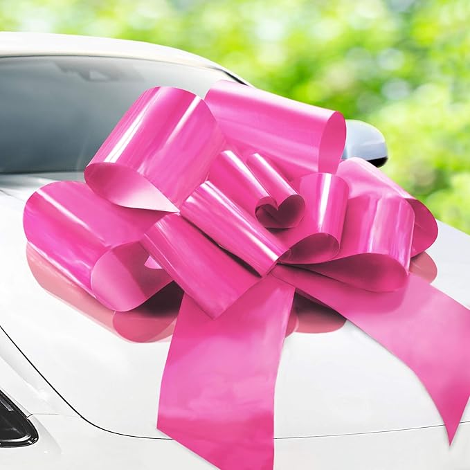 Amazon.com: Zoe Deco Big Car Bow (Pink, 30 inch) with 2 Gold Accessory ...