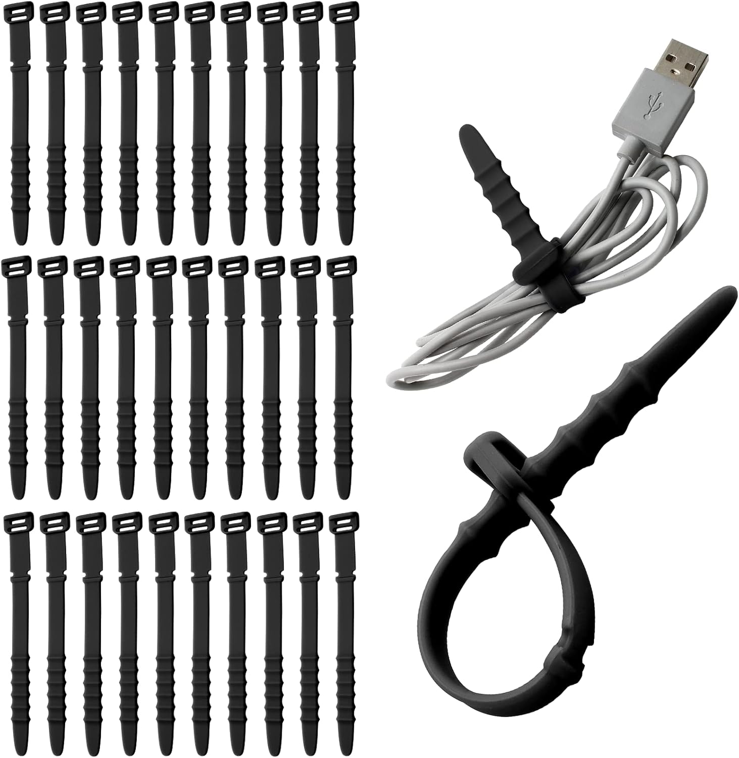 Amazon.com: Litoexpe 30 Pieces Silicone Zip Ties, 4.5 Inch Reusable ...