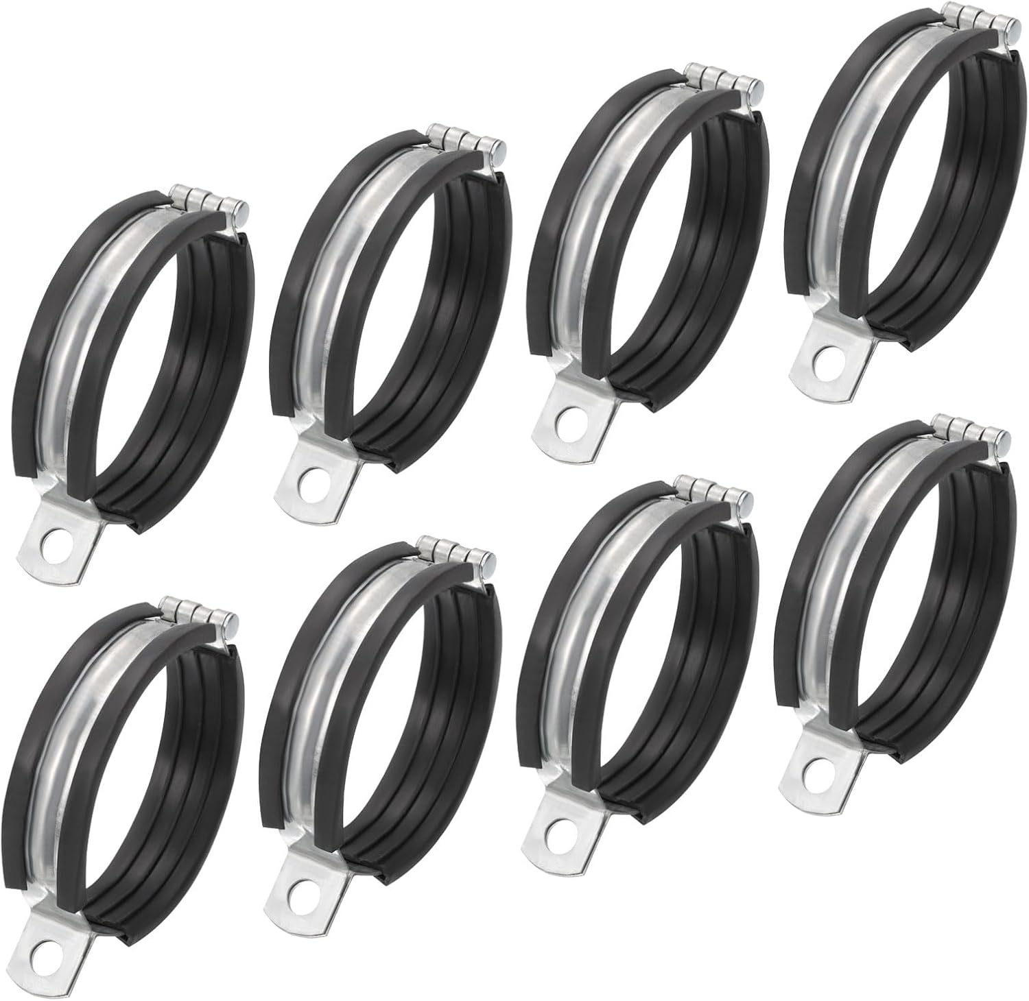 uxcell 8Pcs Split Ring Hanger Pipe Strap Fit for 3.5"(89mm) Pipe Rubber ...