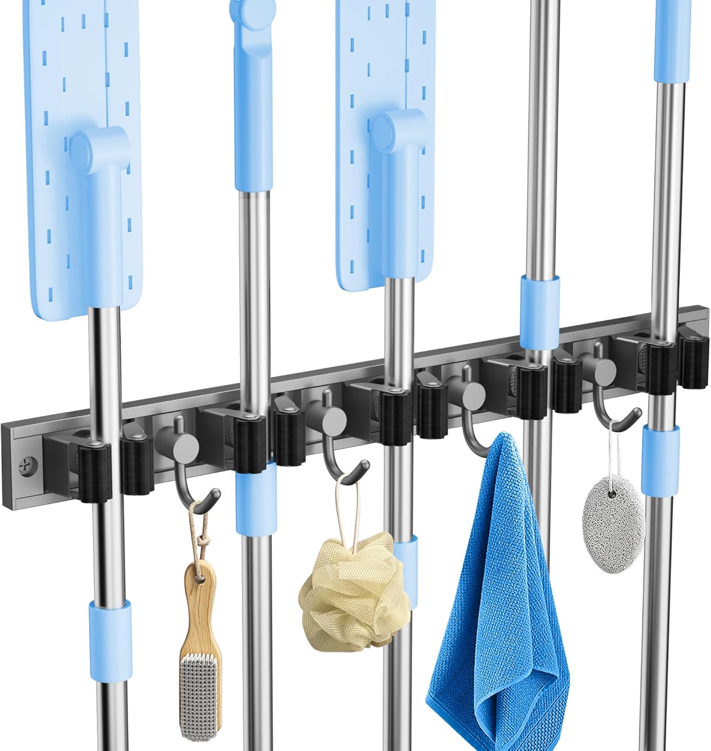 romise Mop Broom Holder Wall mounted, Adjustable Heavy Duty Broom ...