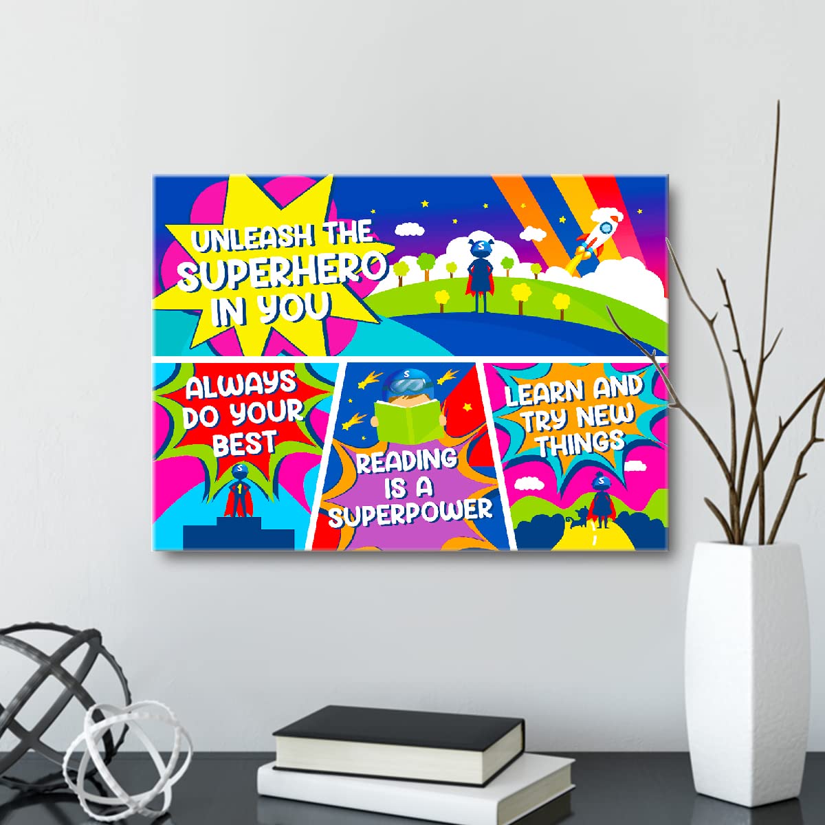 Superhero School Quotes YEOION Inspirational Book Quote Wall Art For
