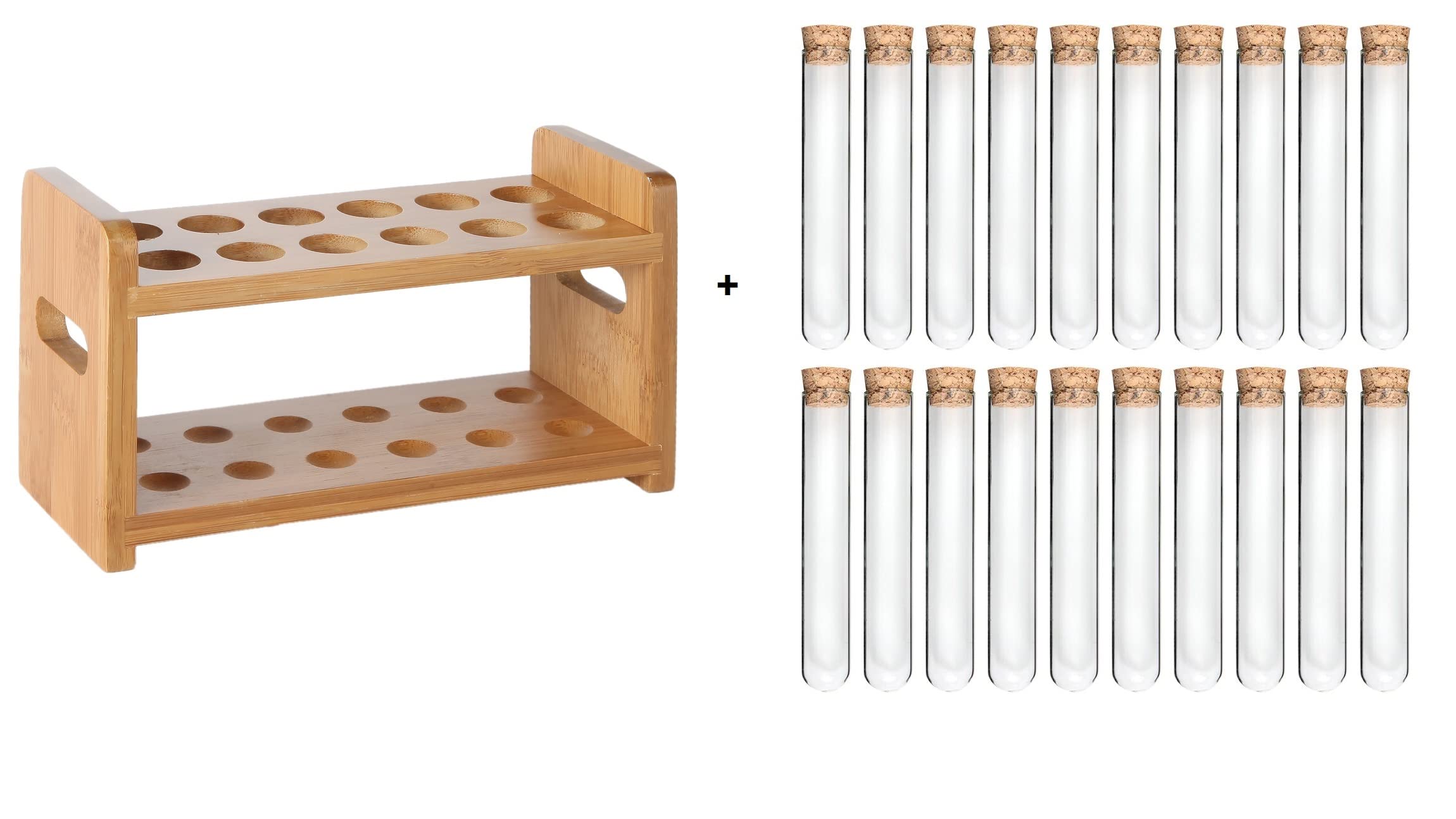 Lily's Home Bamboo Test Tube Vial Shot Glasses Holder Rack for 12 Tubes ...