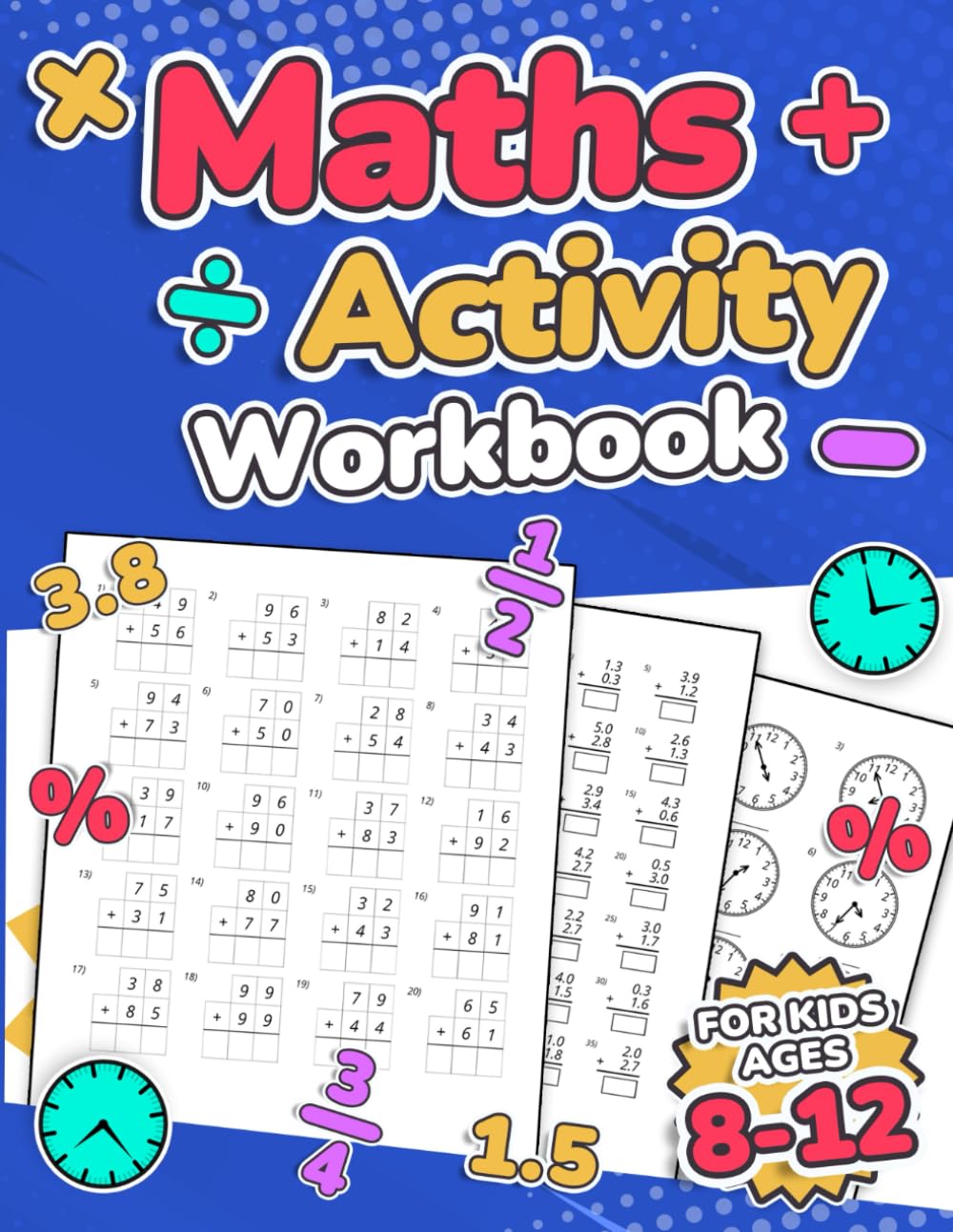 Maths Activity Workbook For Kids Ages 8-12 | Addition, Subtraction ...