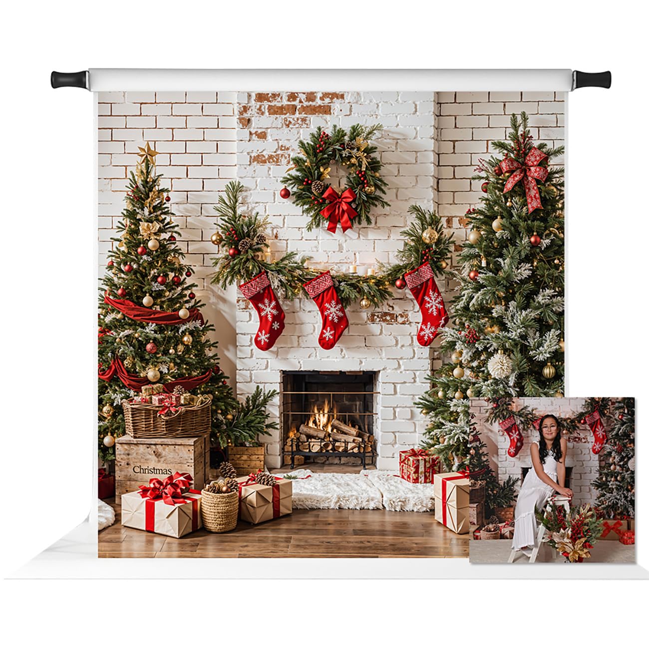 Amazon.com : Kate Christmas Backdrops Fireplace Christmas Photography ...