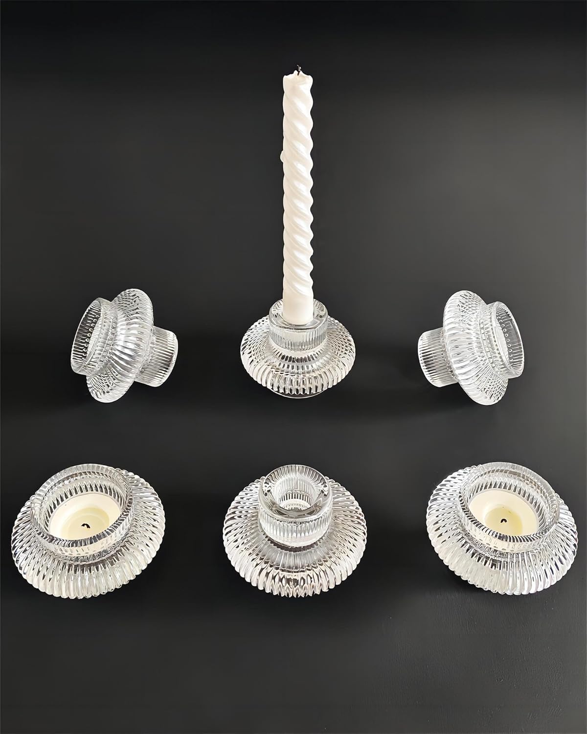 Amazon.com: YOUTUOY Taper Glass Candle Holder Set of 6 for Taper ...