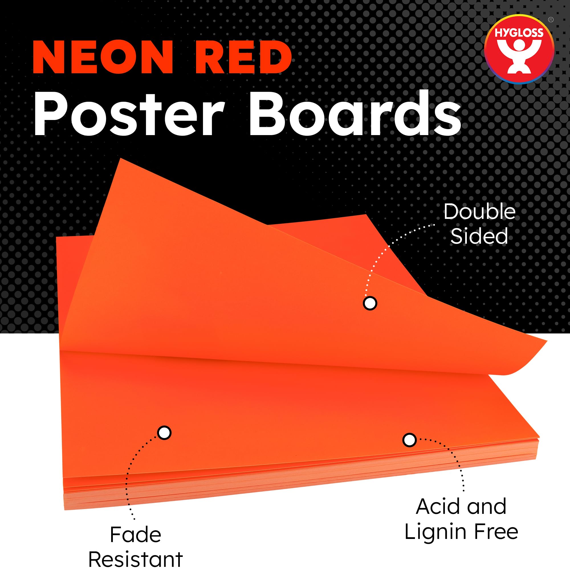 Snapklik.com : Hygloss Medium Poster Board 11x14 - 25 Neon Red Single ...