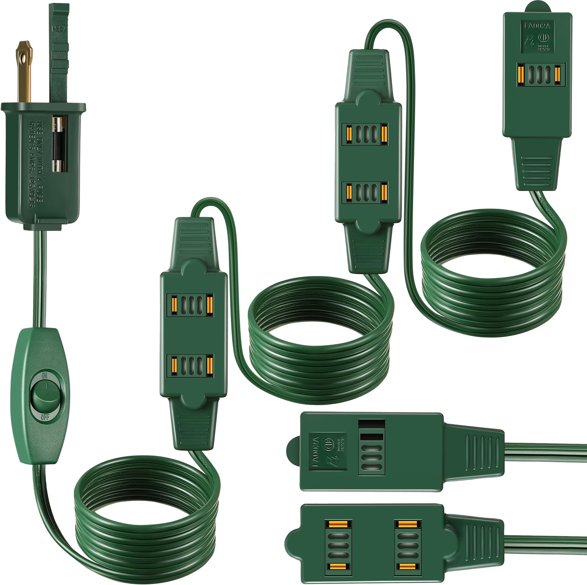 Enhon 1 Pcs 15 Ft Green Extension Cord with 9 Outlets and On/Off Switch ...