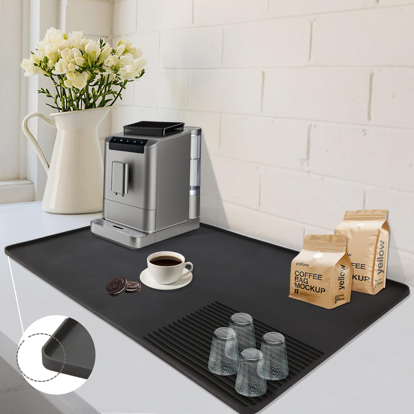 Amazon.com: Silicone Coffee Mat, 24''x16'' coffee bar accessories ...
