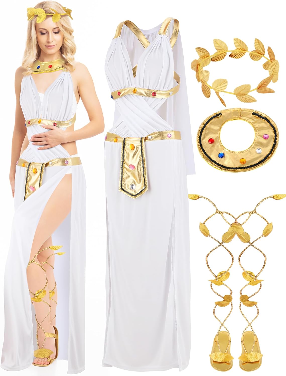 Amazon.com: Liitrsh 3 Pcs Halloween Greek Goddess Costume Set Including ...