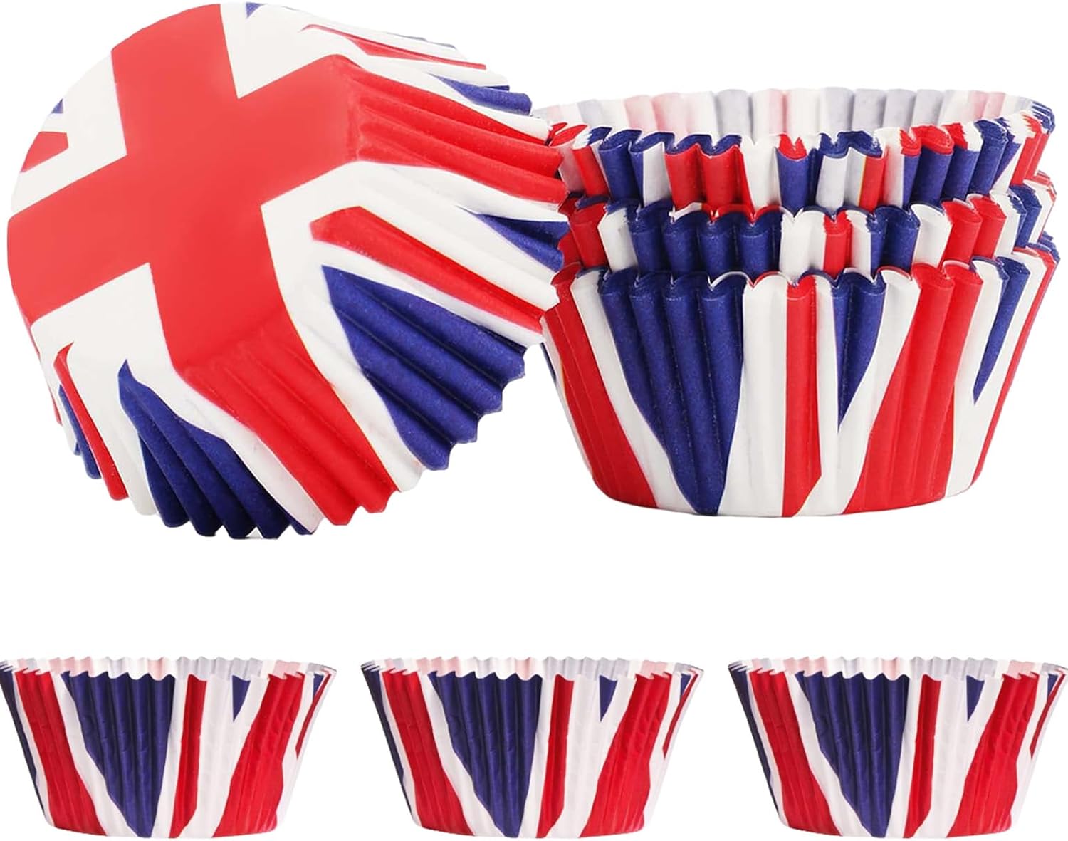 MORAINJAY 100pk Union Jack 80th VE/VJ Day Anniversary Cake Cups,British ...