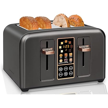 Amazon.com: SEEDEEM Toaster 4 Slice, Stainless Steel Toaster with LCD ...