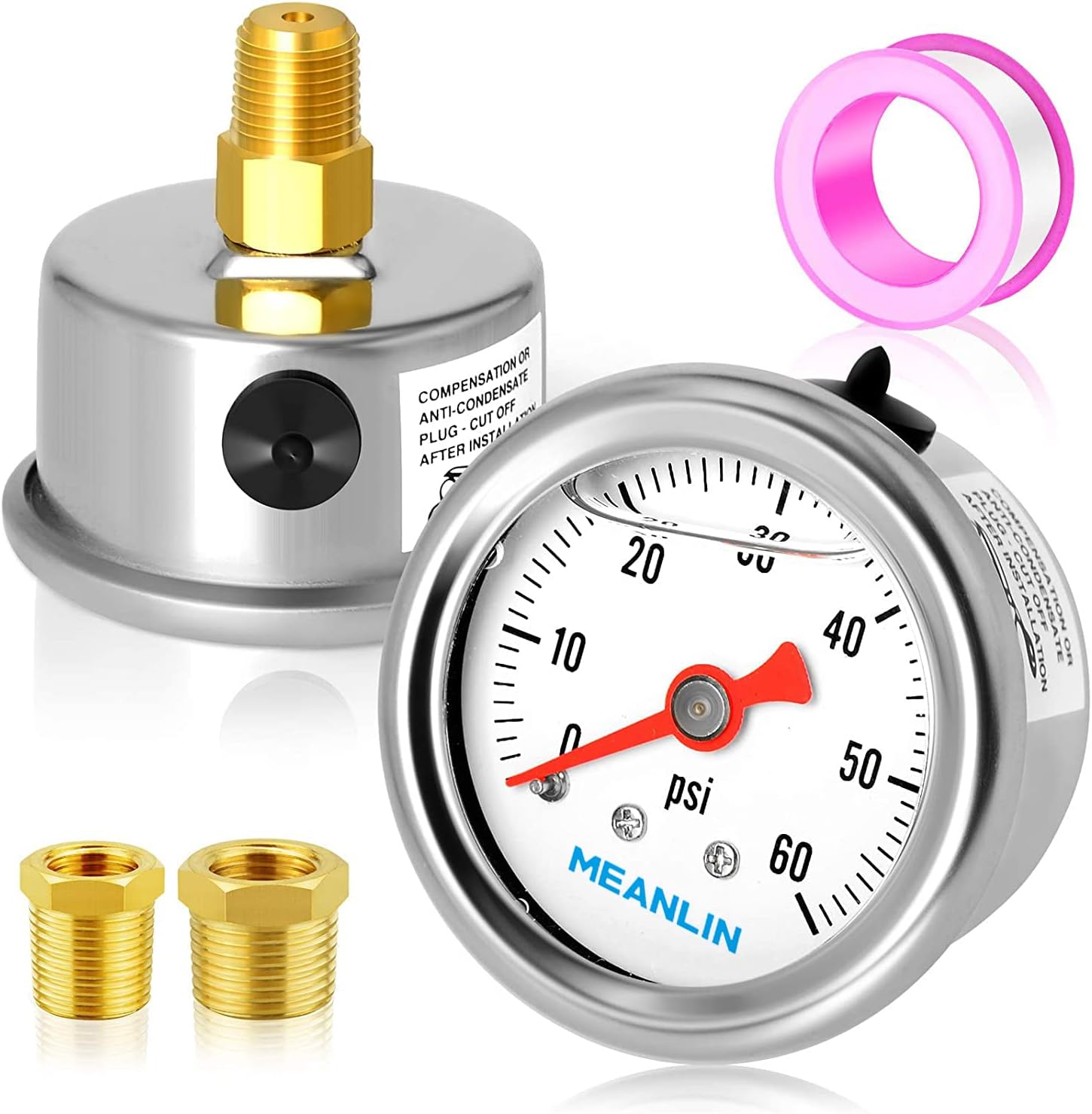Amazon.com: MEANLIN MEASURE 0~60Psi Stainless Steel 1/8" NPT 1.5" FACE ...