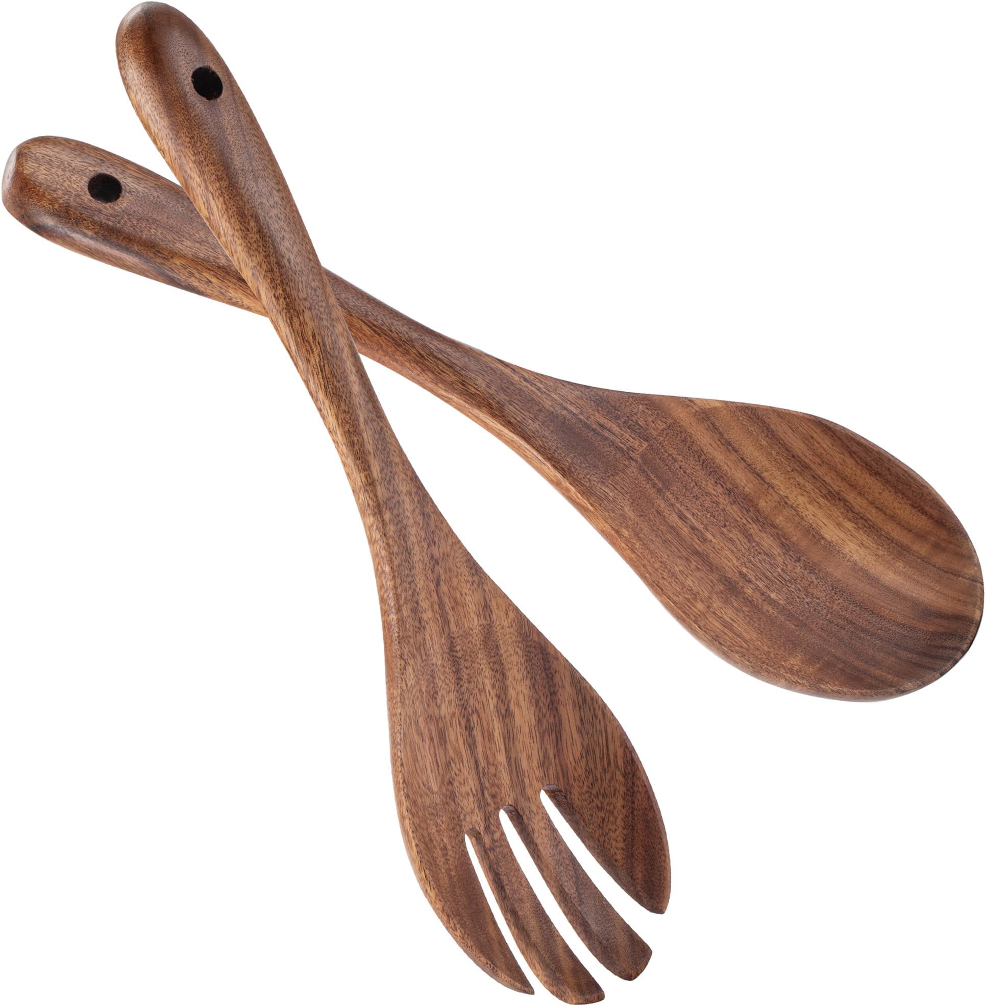 Amazon.com | Wooden Salad Servers 10 Inch, Wooden Salad Tongs for ...