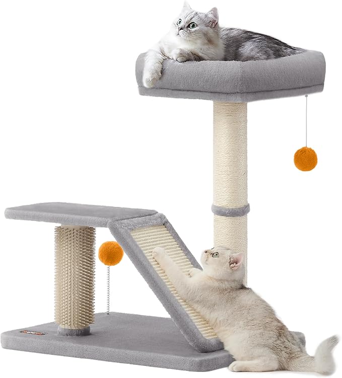 Amazon.com : Feandrea Cat Scratching Post with Bed, Multifunctional Cat ...