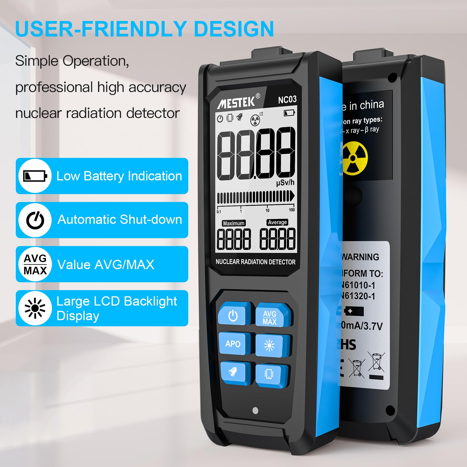 Snapklik.com : Geiger Counter Nuclear Radiation Detector - MESTEK Dosimeter Radiation Detector