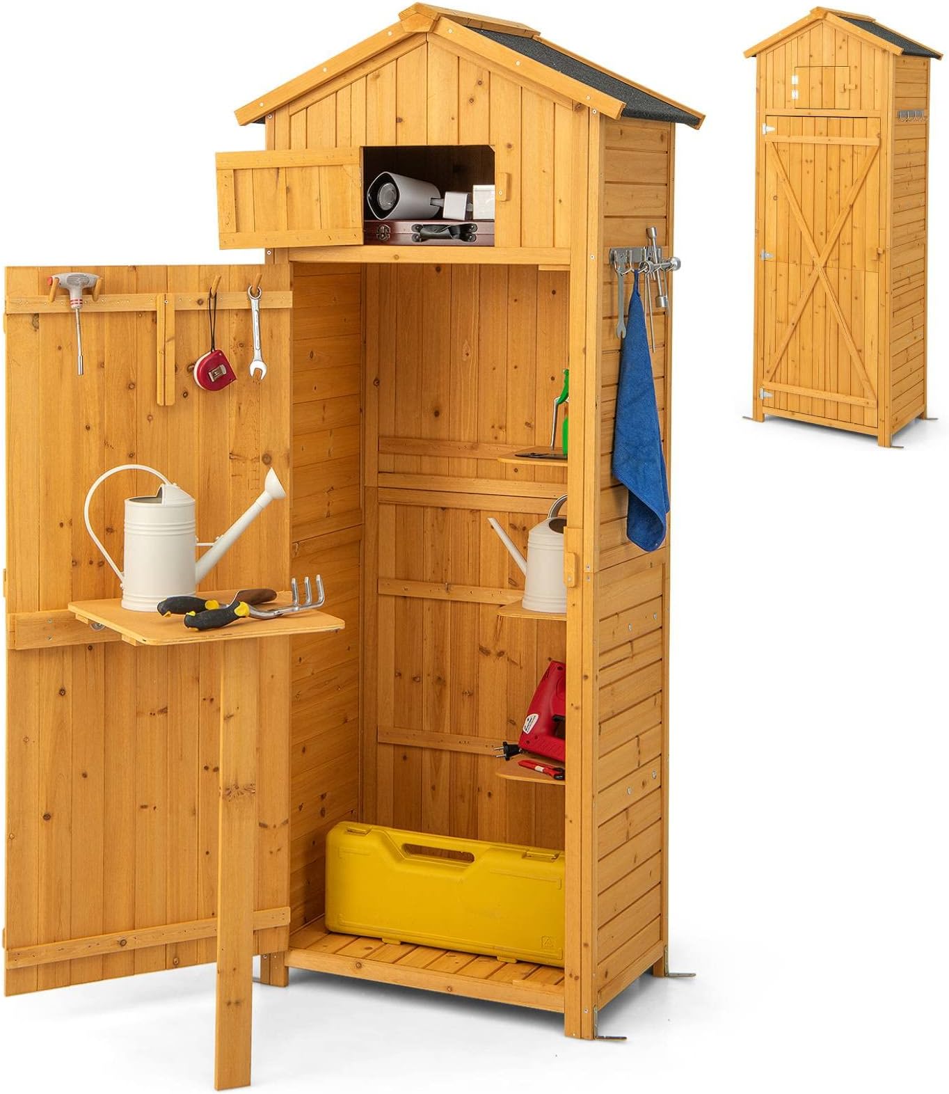 Dunster House Talia Wooden Garden Tool Shed, Outdoor Storage Box with ...