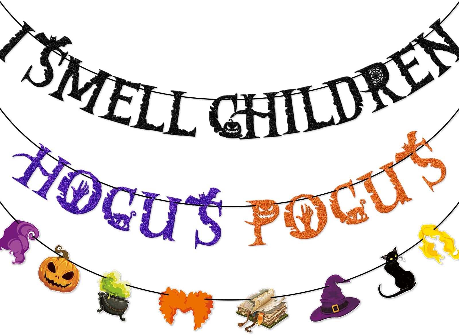 Amazon.com: Glitter Hocus Pocus Banner I smell Children Glitter Banner ...