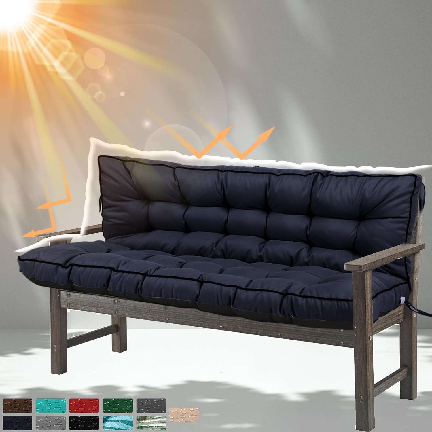 Amazon.com: HIYEN Porch Swing Cushions 3 Seater Replacement, Waterproof ...