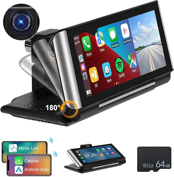Amazon.com: 4K Display Foldable Portable Car Radio Wireless CarPlay ...