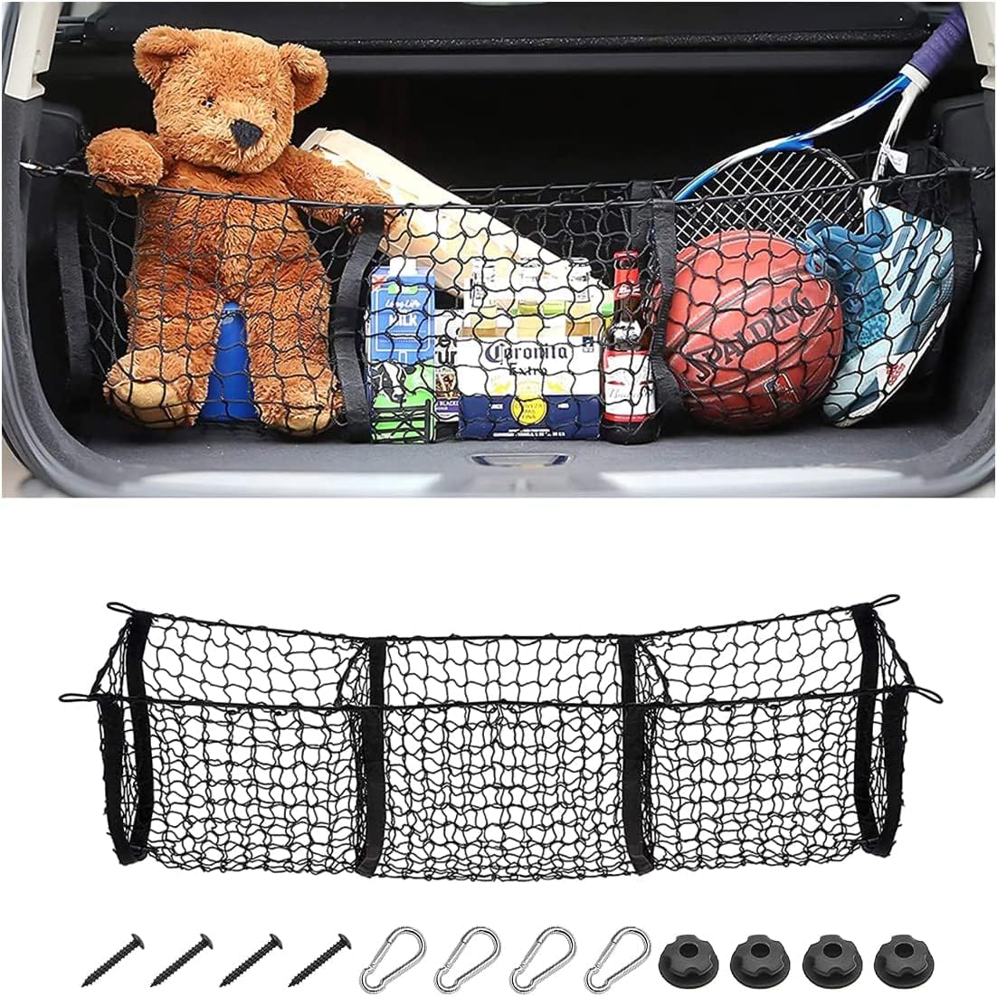 Amazon.com: Cargo Net for Car, Expandable 3 Pocket Heavy-Duty Cargo Net ...
