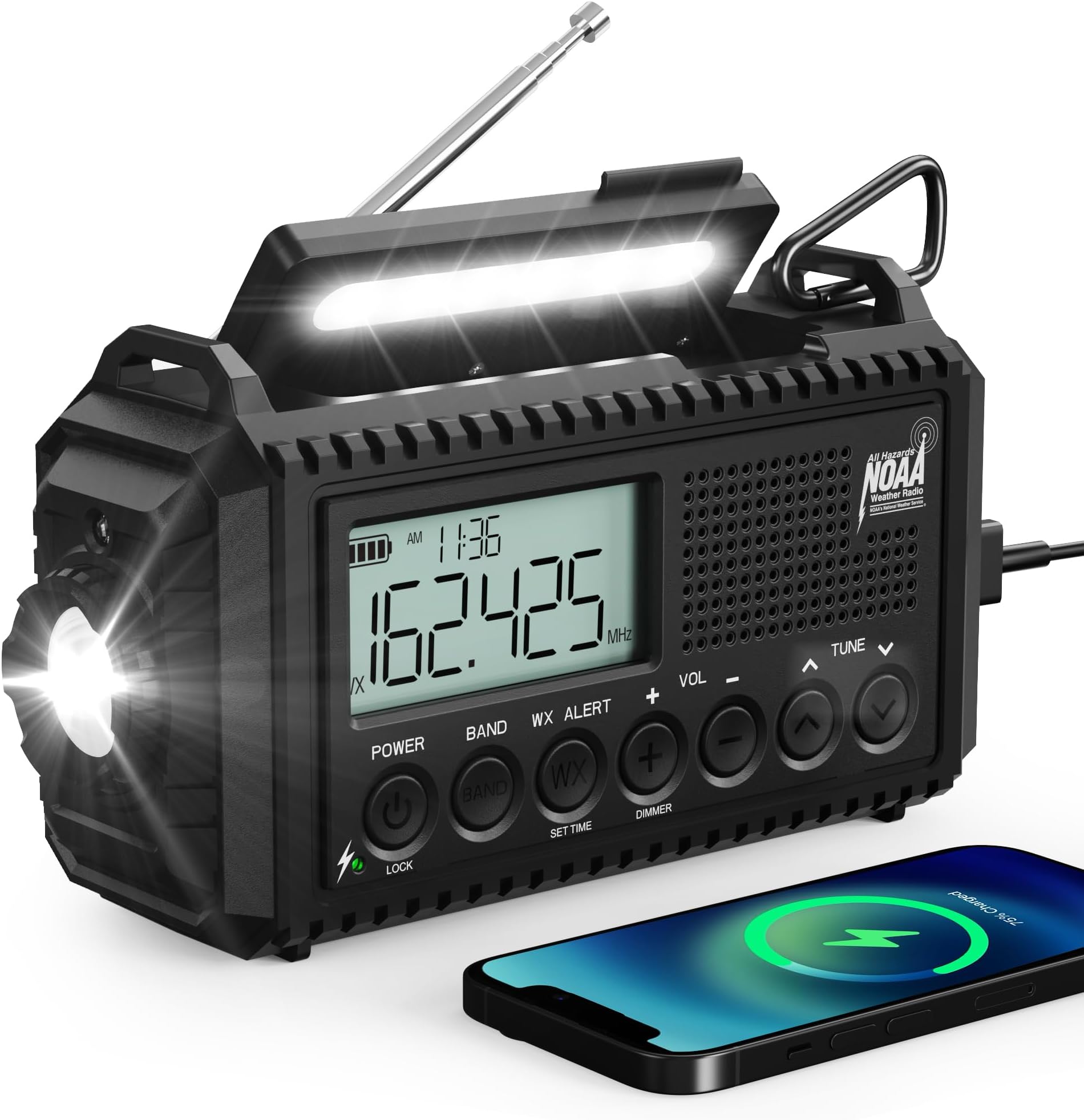 Amazon.com: AUTO NOAA Emergency Weather Radio, 18500mWh Solar Hand ...