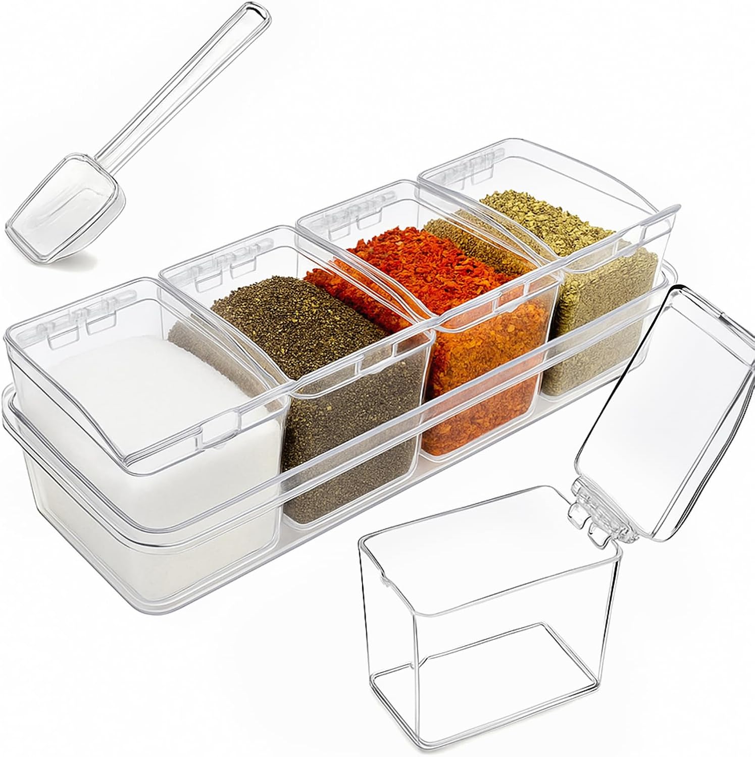 Amazon.com: Zilphoba Clear Seasoning Box, 4 Pieces Seasoning Rack Spice ...