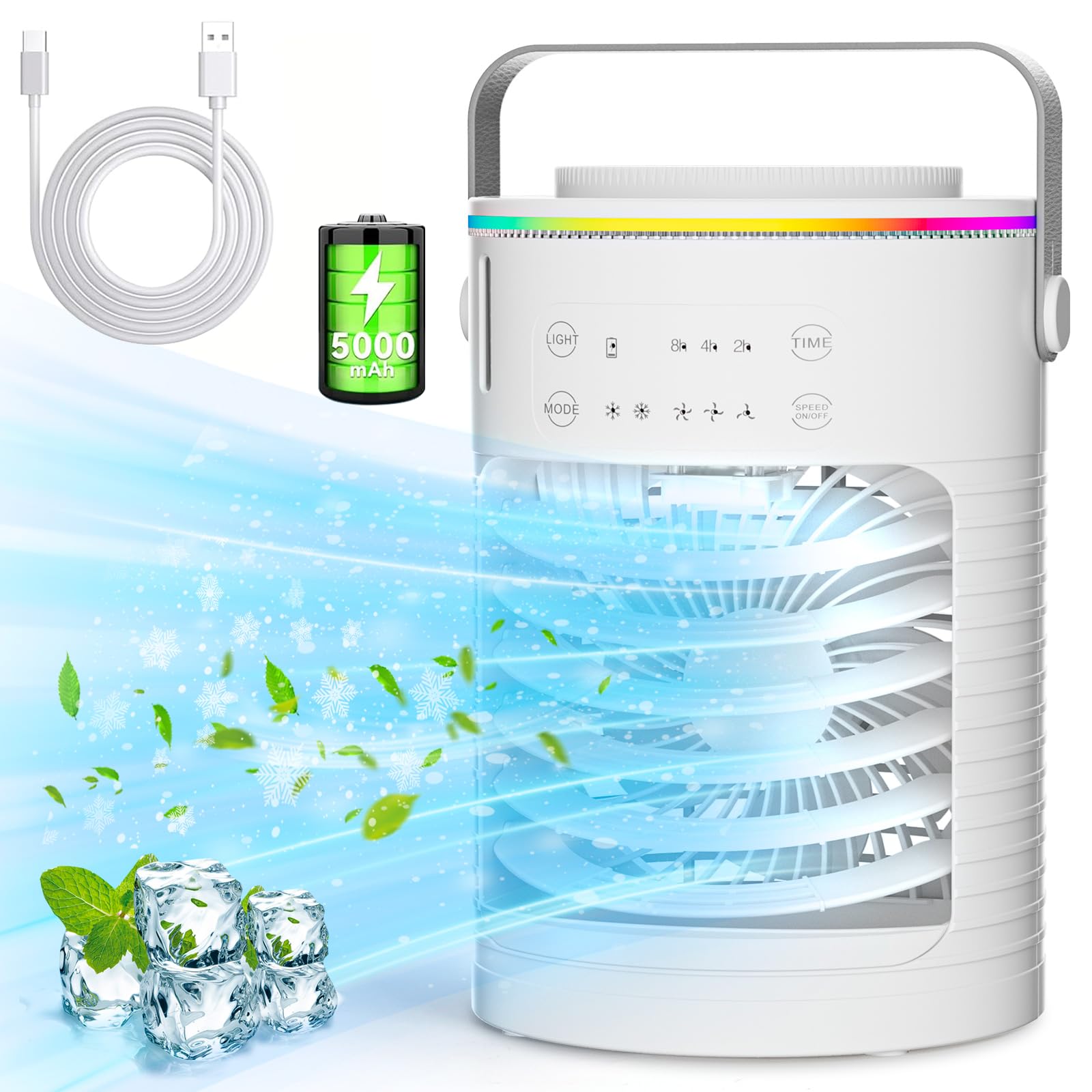 Amazon.com: Portable Air Conditioners, 3 Speeds Rechargeable ...