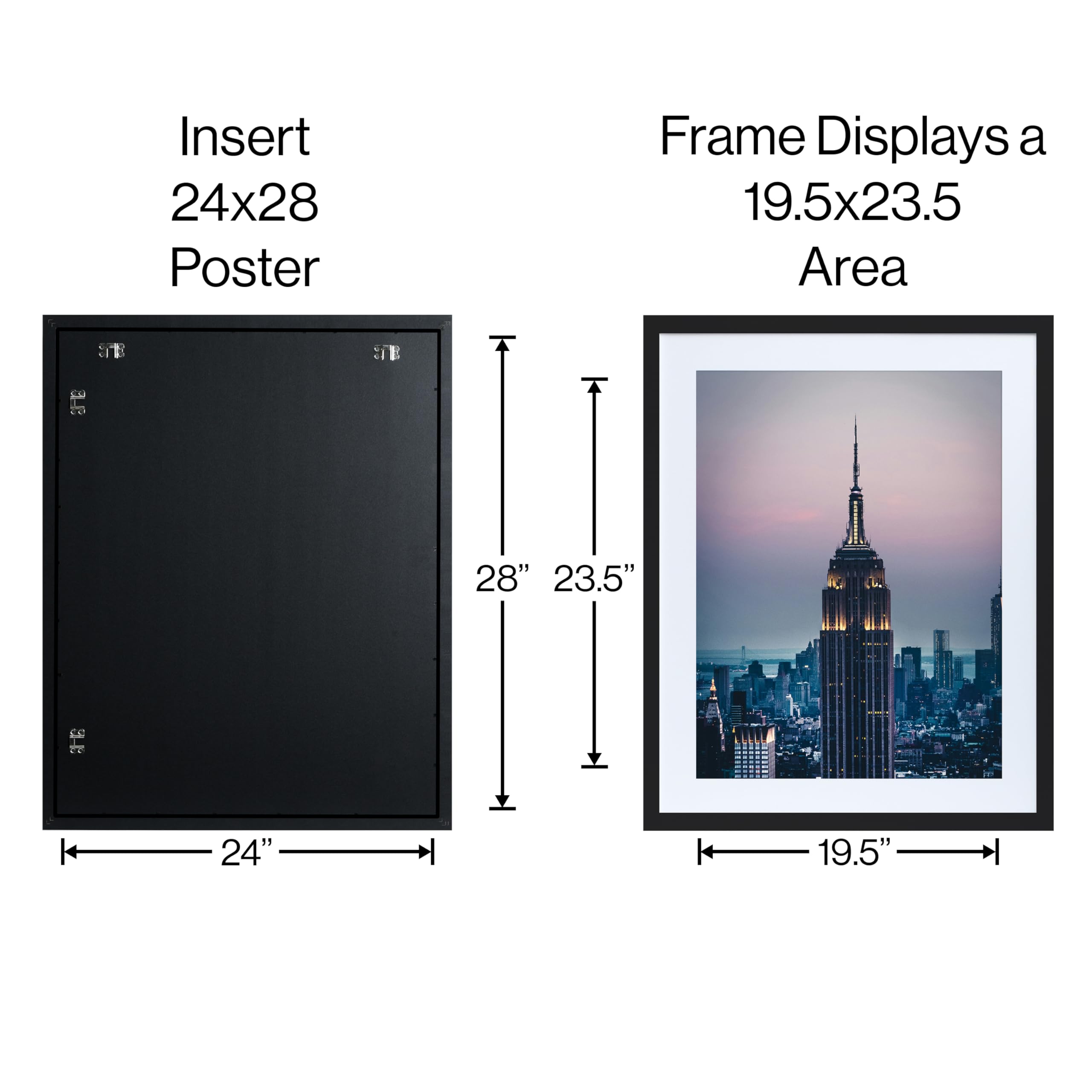 24 X 28 Poster Frame Any Size Black Wood Frame | Deep Box Black