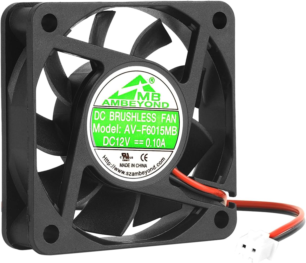 Amazon.com: 60mm by 60mm by 15mm 6015 12V DC 0.10A Ball Bearing Brushless Cooling Fan 2pin AV ...