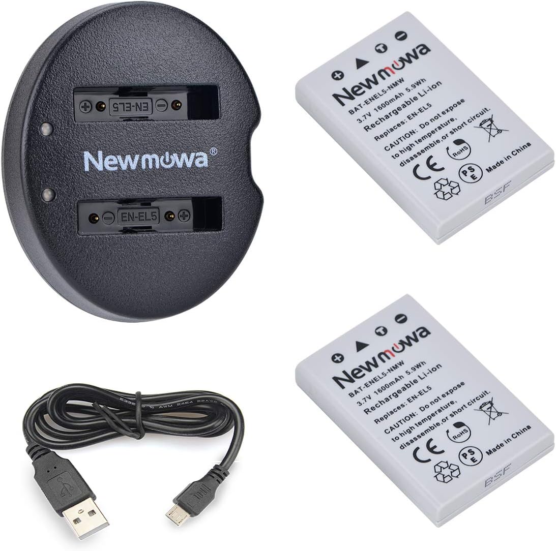 DuraPro 2Pc EN-EL5 EN EL5 Battery + LCD USB Charger for Nikon EN-EL5 ...