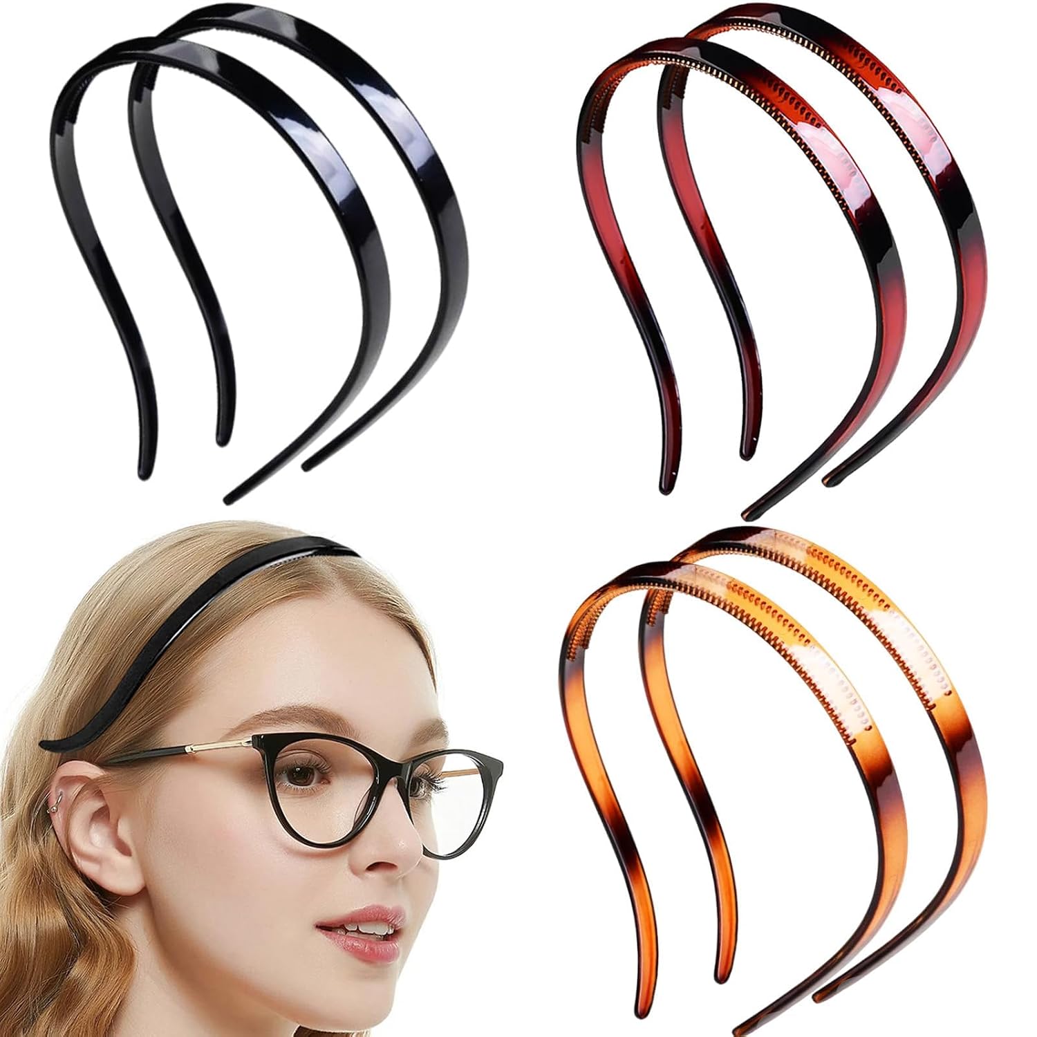 Amazon.com : SHEHARUHI 6 Pcs No Headache Plastic Headbands for Women ...