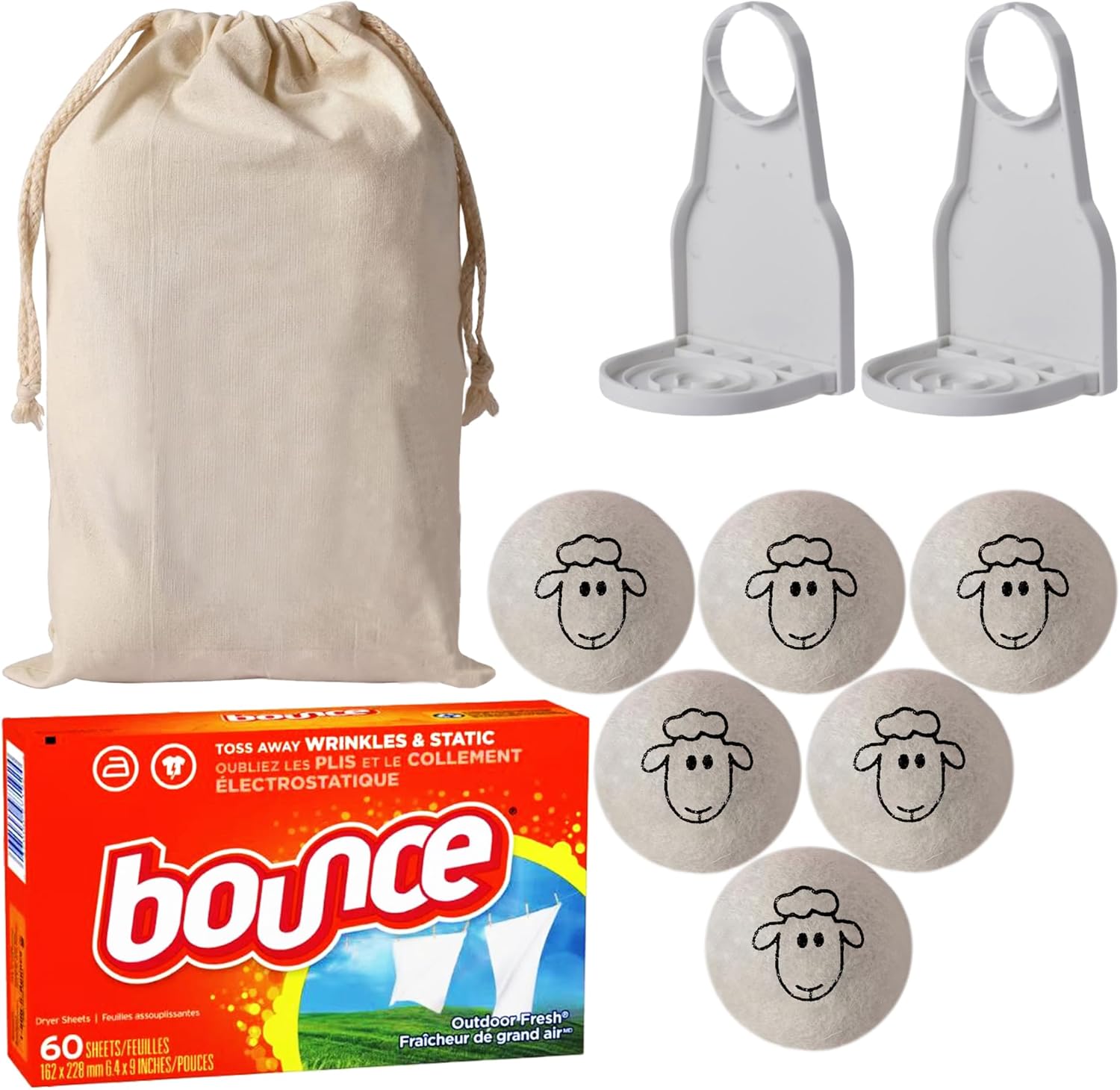 Amazon.com: Bounce Dryer Sheet (60 Count) Wool Dryer Ball 6-Pack Drying ...