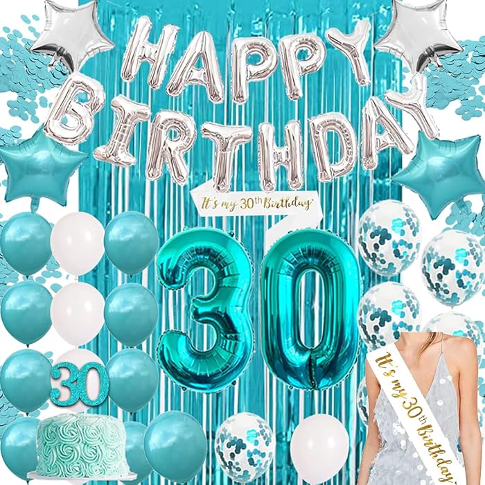 Buy 30th birthday decorations for her - Turquoise Balloons,Teal Blue ...