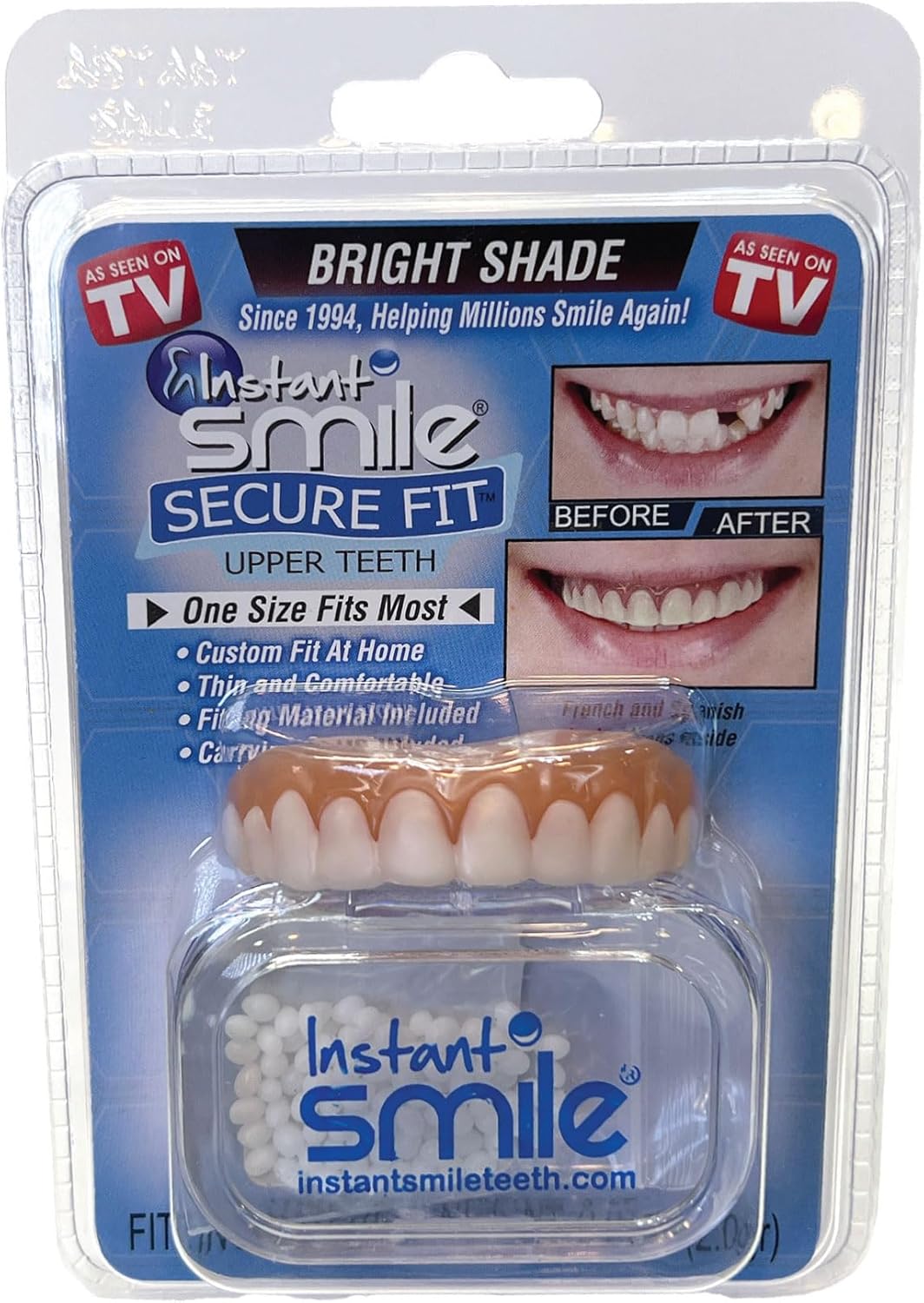 Amazon.com: Instant Smile Secure Fit Upper Teeth Veneer - Bright White ...