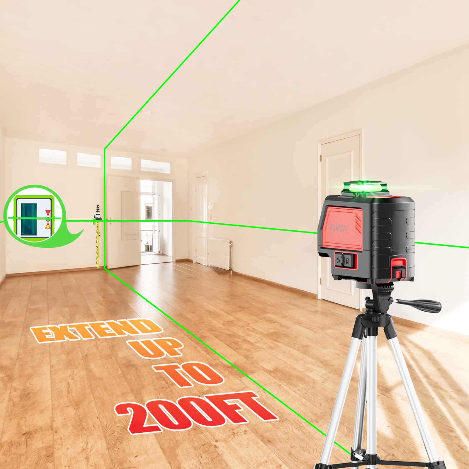 Snapklik.com : Elikliv 2 Plumb Dots 5 Lines Laser Level - 200Ft Green ...