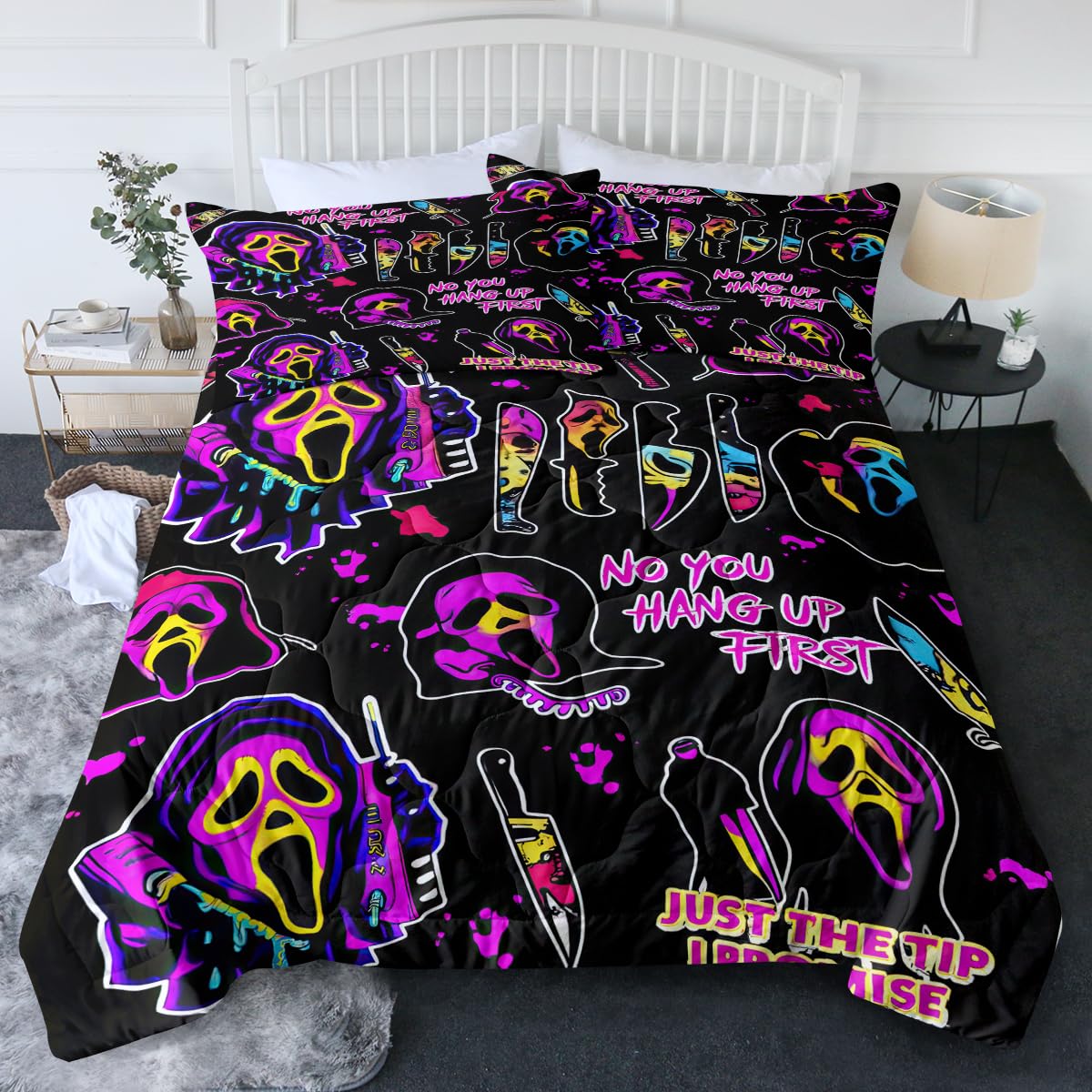 Amazon.com: BlessLiving 3PCS Ghost Face Comforter Set Twin Size for ...