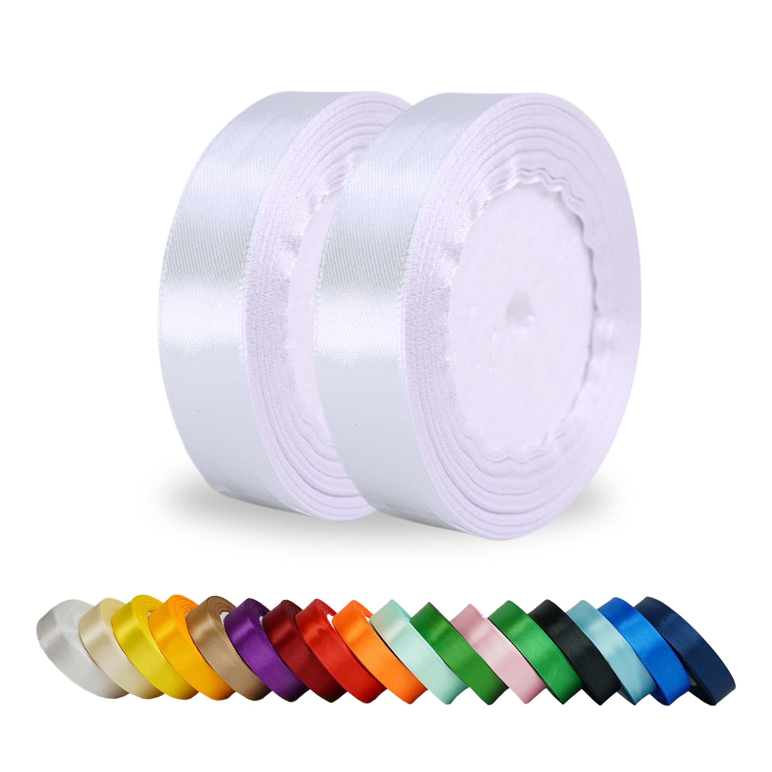 NEXNEOM Pack of 2 White Ribbons for Gift Wrapping (Each 20mm Wide & 25m ...